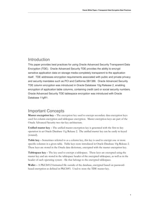 Oracle advance security transparent data encryption best practices | PDF