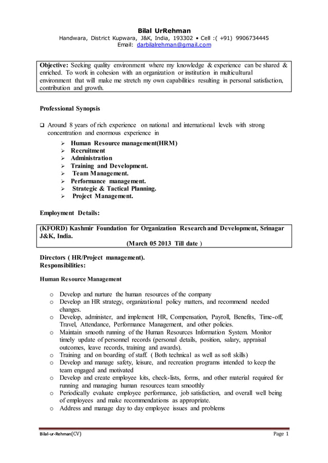 Bilal Resume 150715 | DOCX