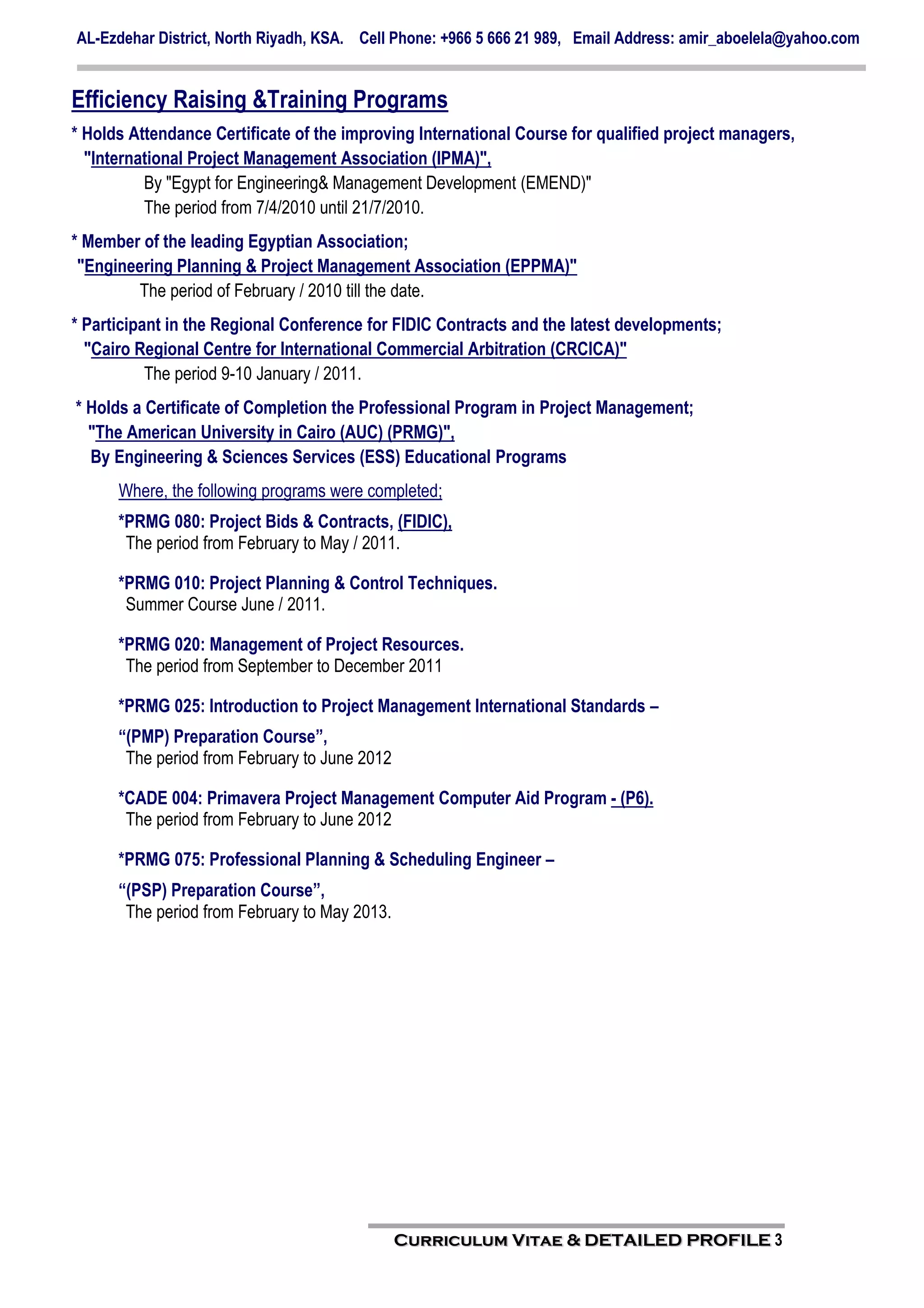 ENG.AMIR ALI ABDELMAGIED C.V. & PROFILE @ March- 2016 | PDF | Civil Engineering Industry ...