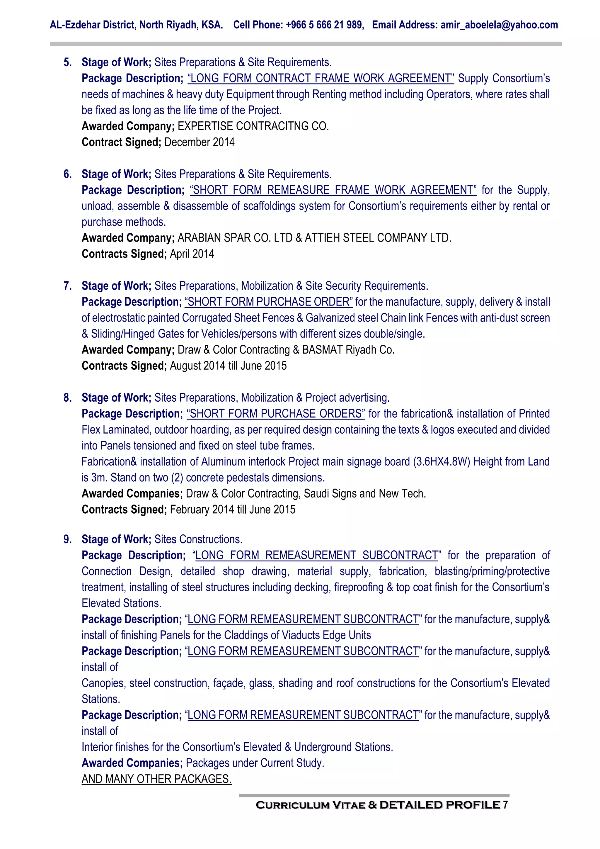 ENG.AMIR ALI ABDELMAGIED C.V. & PROFILE @ March- 2016 | PDF | Civil Engineering Industry ...