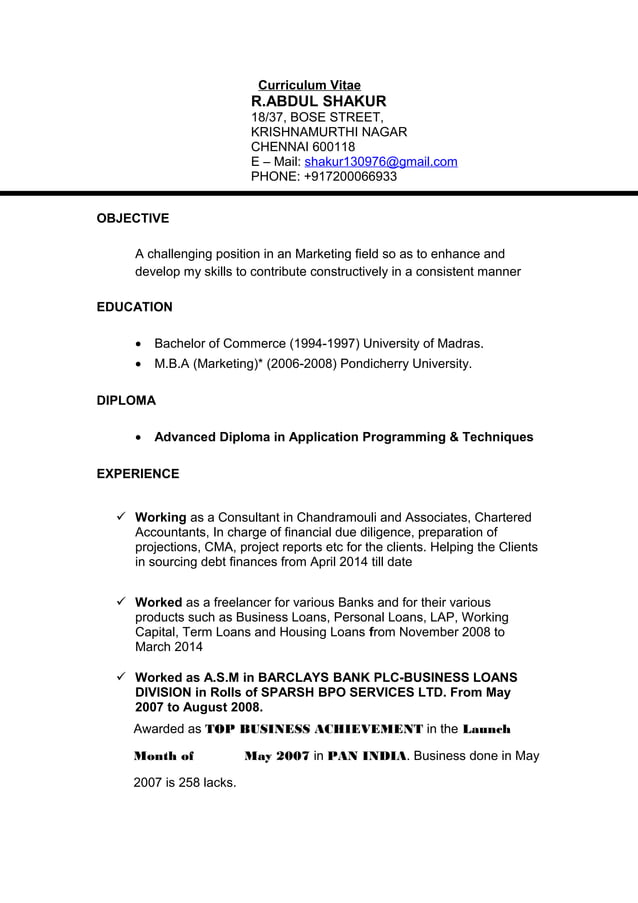 Abdul Shakur CV | DOC