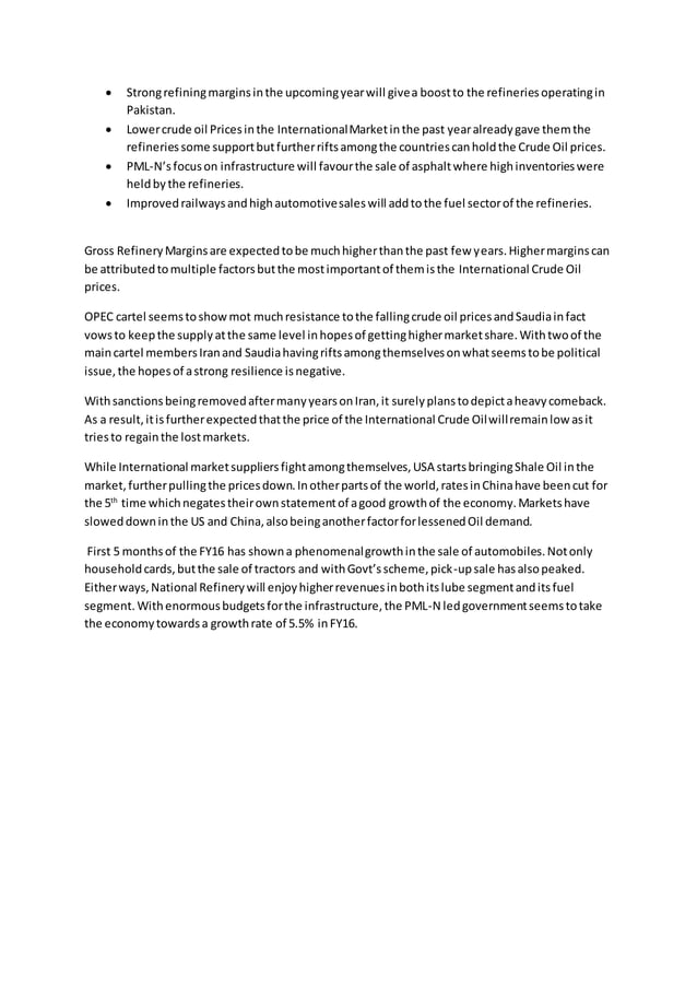 National Refinery Limited Report | PDF