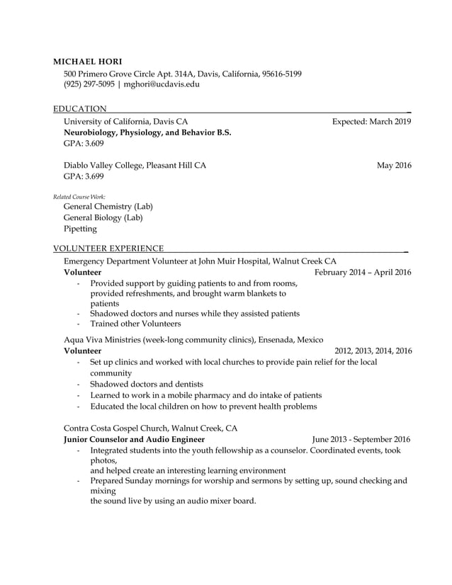 CV - Michael Hori | PDF | Medical Health