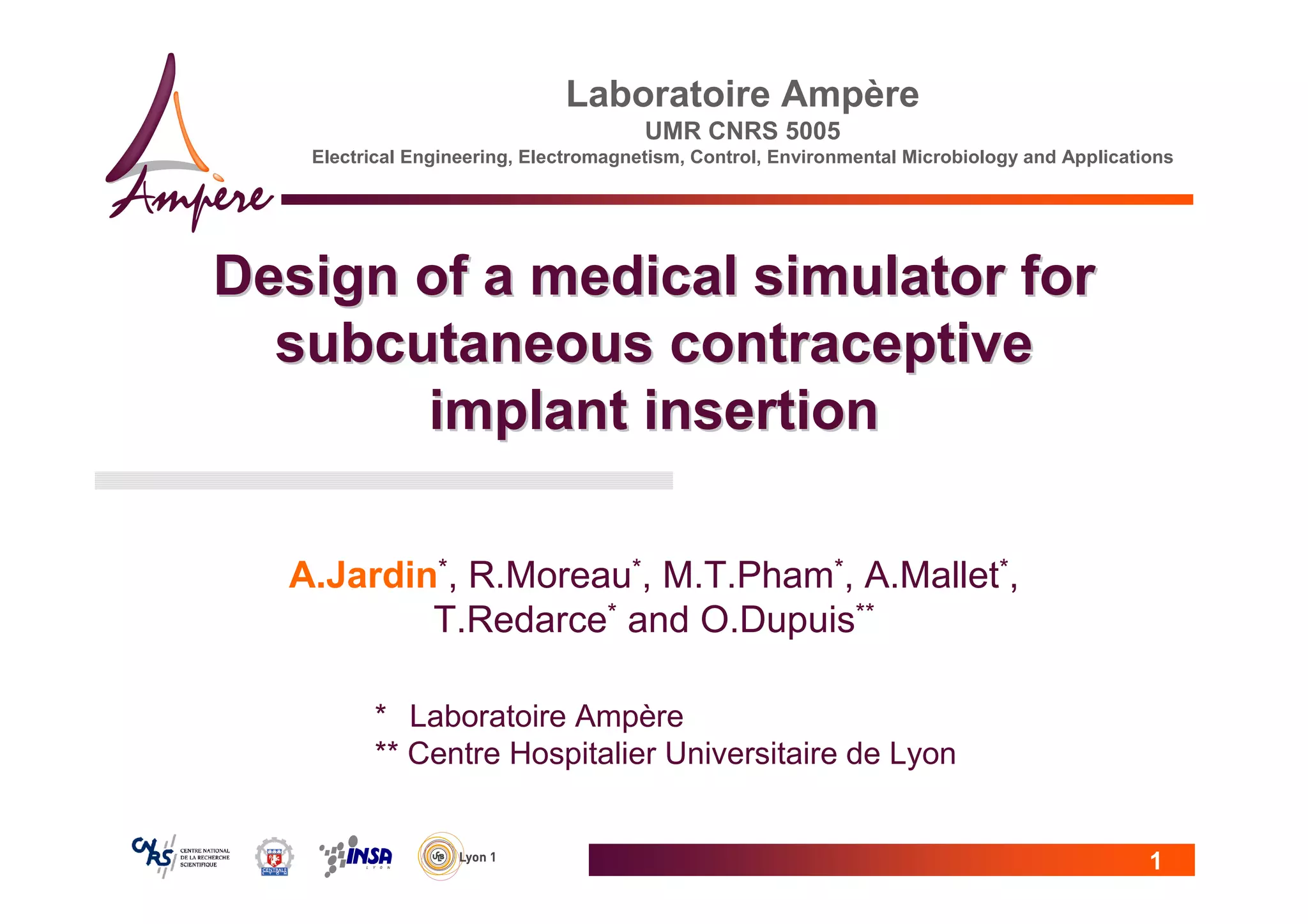 Design of a medical simulator for subcutaneous contraceptive implant ...