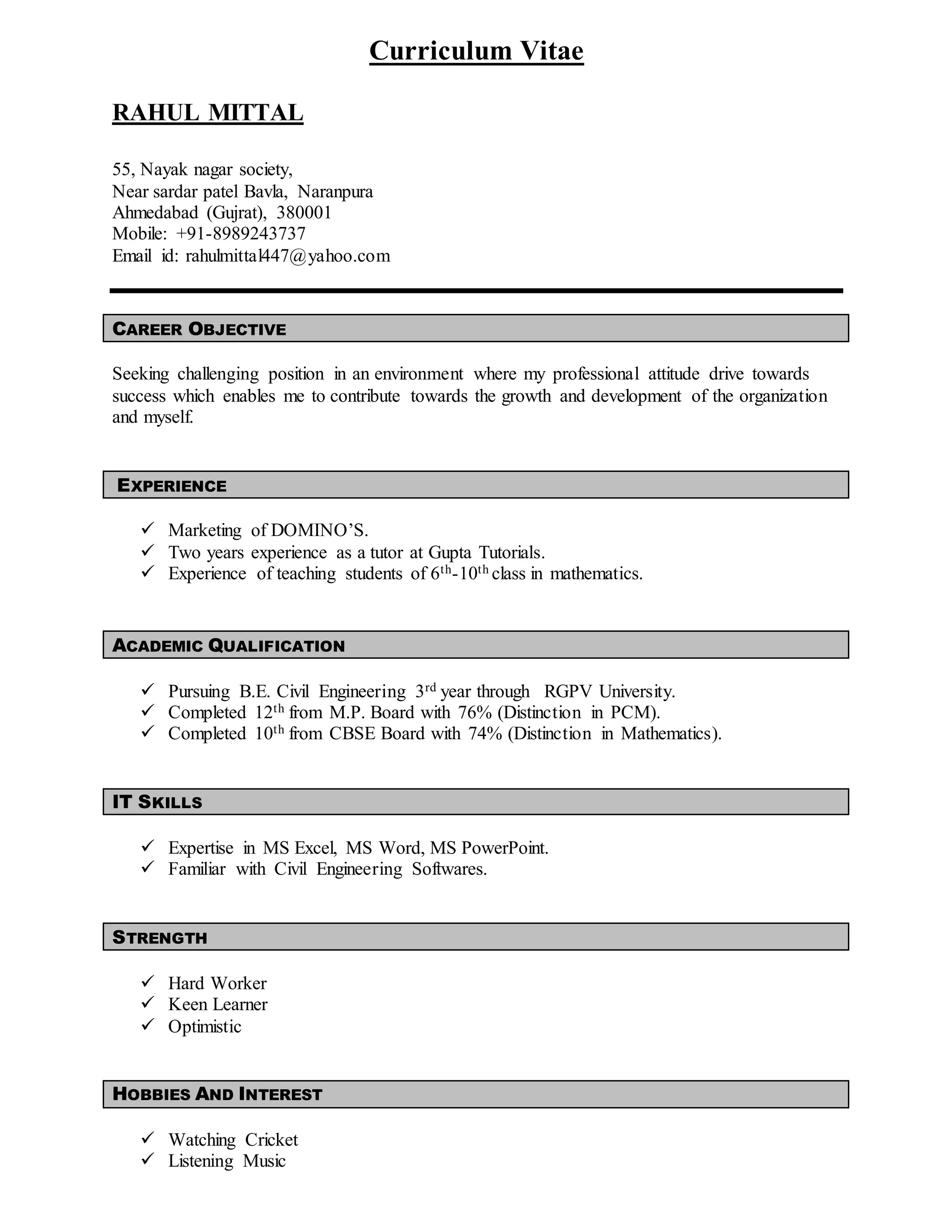 Rahul CV | DOCX