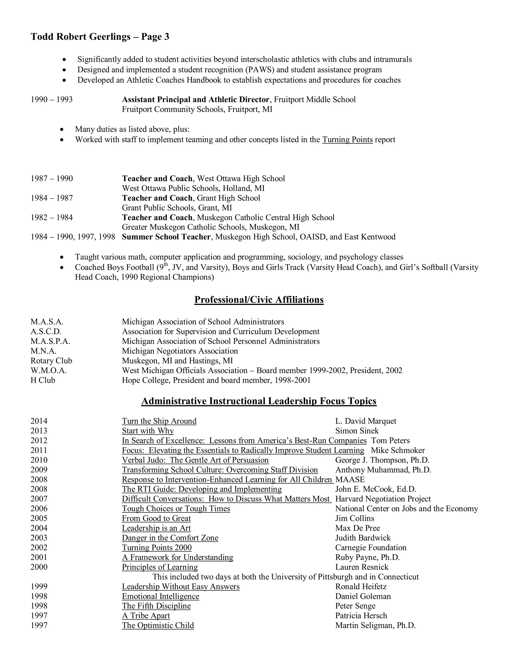 Todd R. Geerlings Resume - Education 2017 | PDF