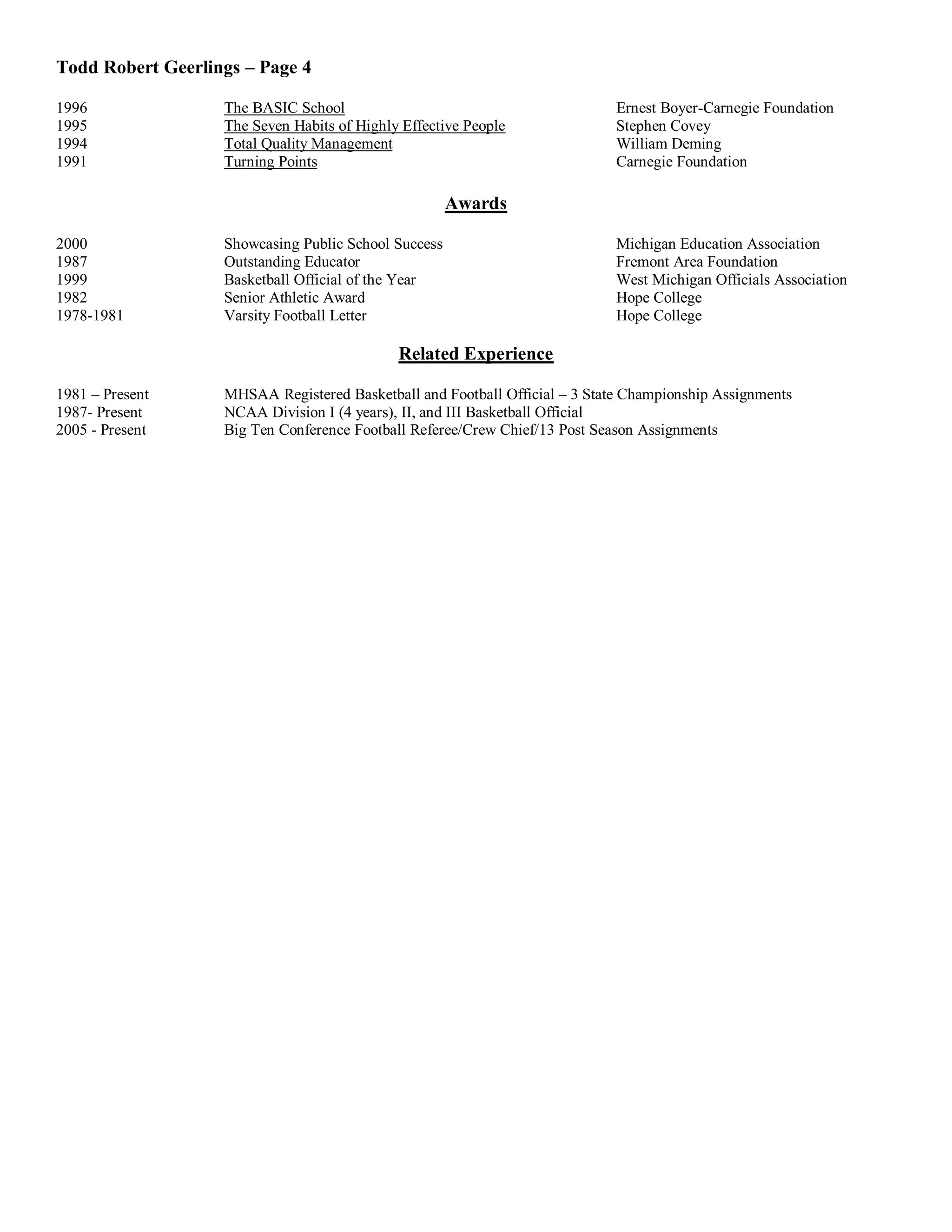 Todd R. Geerlings Resume - Education 2017 | PDF