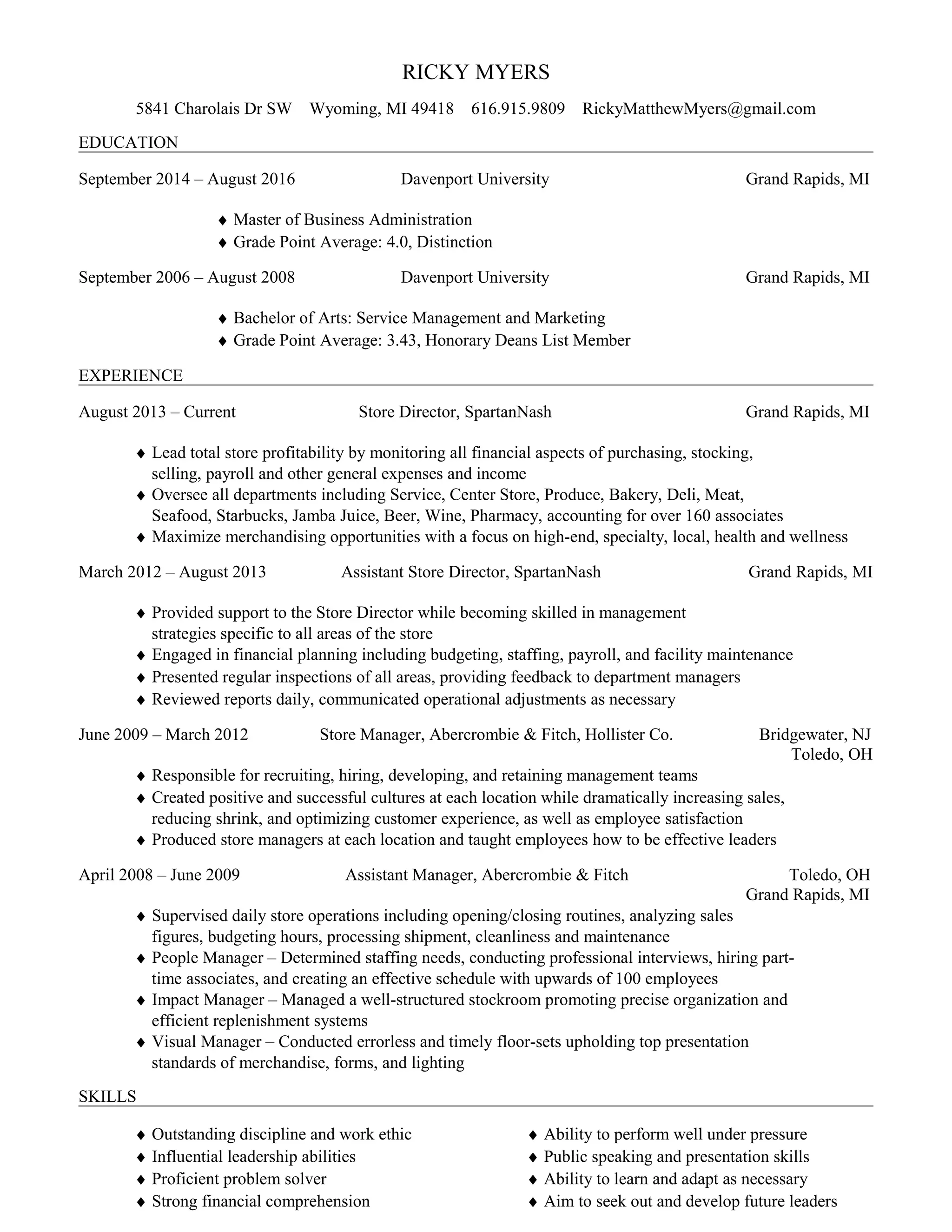 Ricky Myers Resume 2016 | PDF