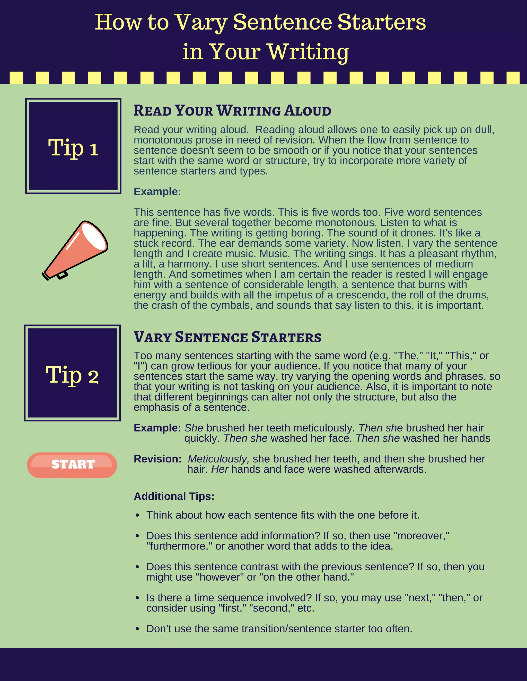 Varying Sentence Types & Starters | PDF