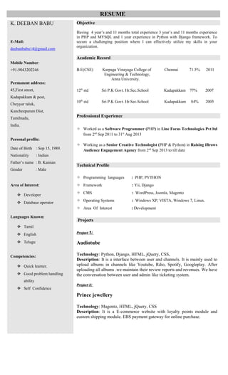 Deeban Python Php Programmer Pdf