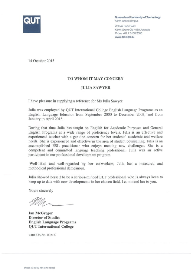 QUT Reference - Julia Sawyer | PDF