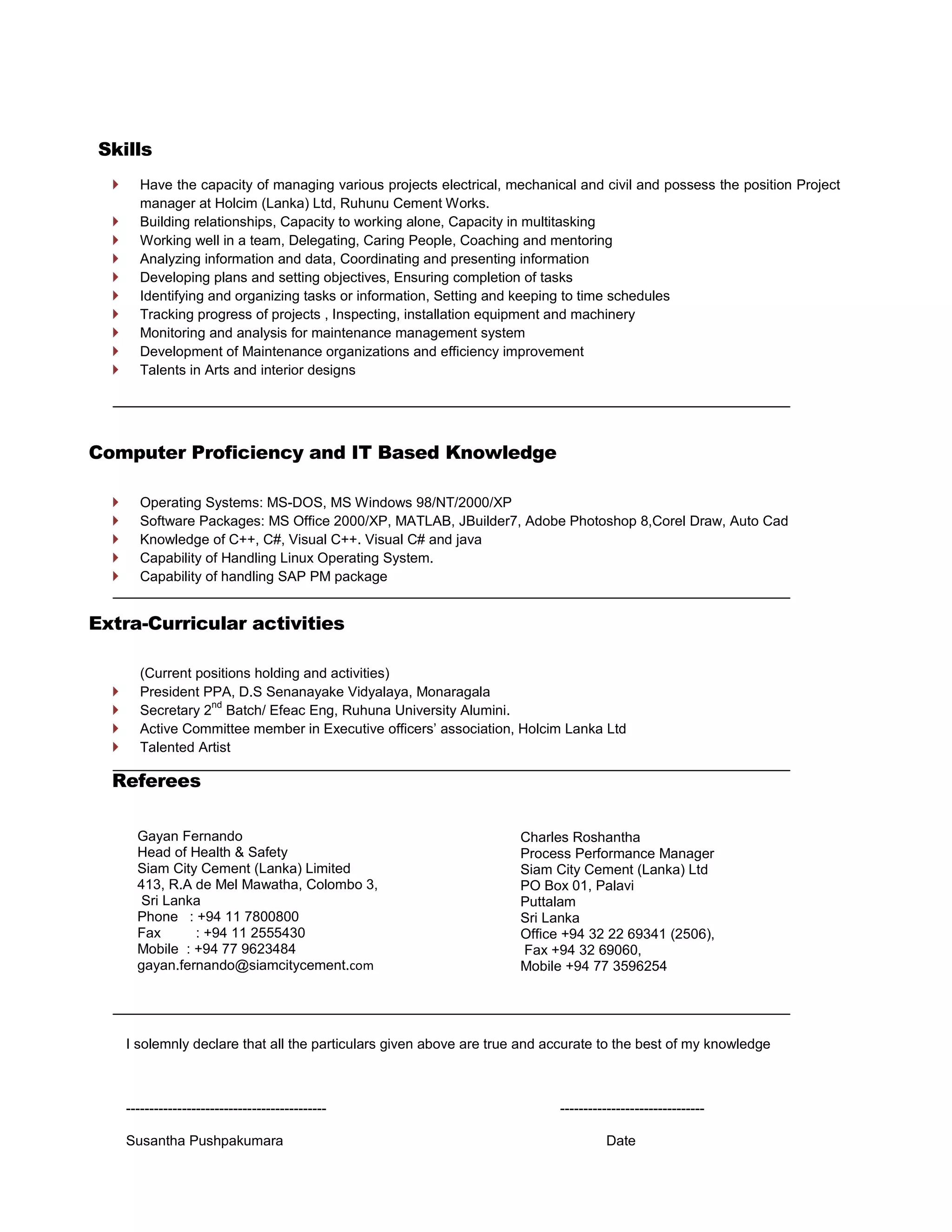 CV- Susantha | PDF | Civil Engineering Industry | Industries