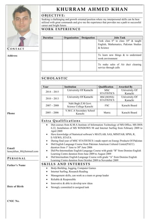 Khurram Latest CV | PDF