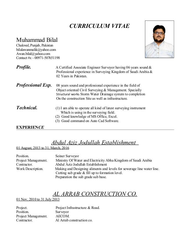MUHAMMAD BILAL CV For Surveyor