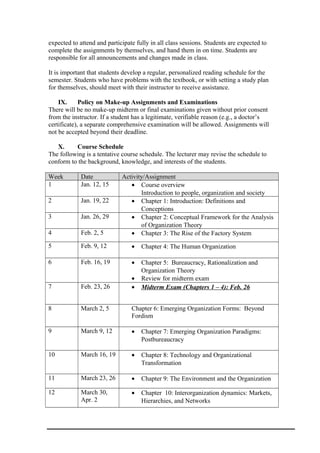 Syllabus People, organization and society | PDF