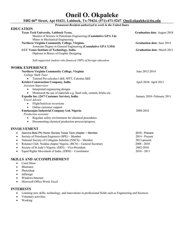 ONEIL'S RESUME | PDF