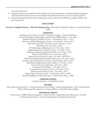 Adison Scott Technical Resume (Satellite Communication) | PDF