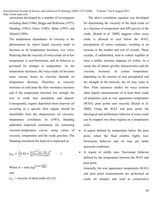 Prediction of wax Deposition Risk of Malaysian Crude... | PDF