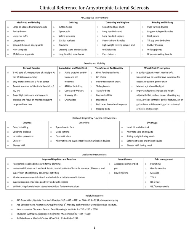 ALS Clinical Reference Handout | PDF