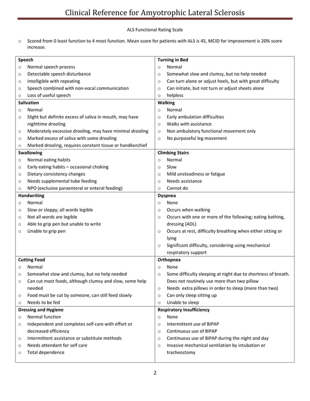 ALS Clinical Reference Handout | PDF