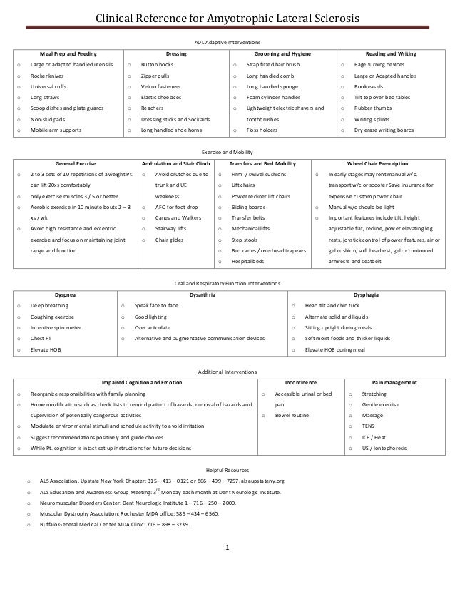 ALS Clinical Reference Handout
