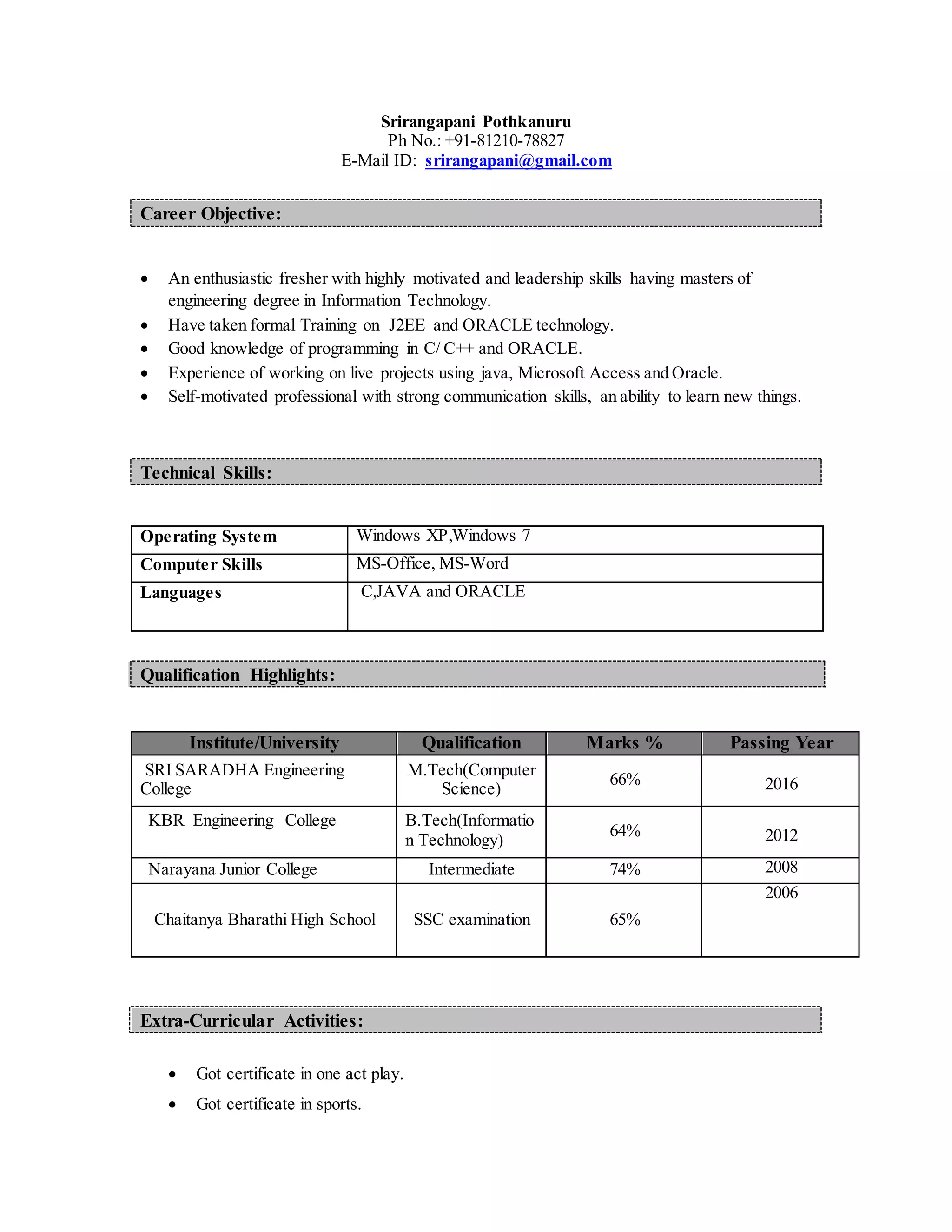 Srirangapani_CV (2) - new | PDF