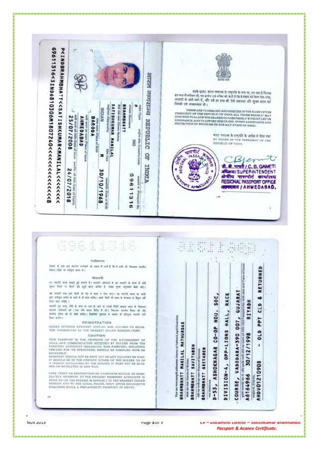 CV - Sr. Document Controller - Aconex - Passport - Mr. Satishkumar ...