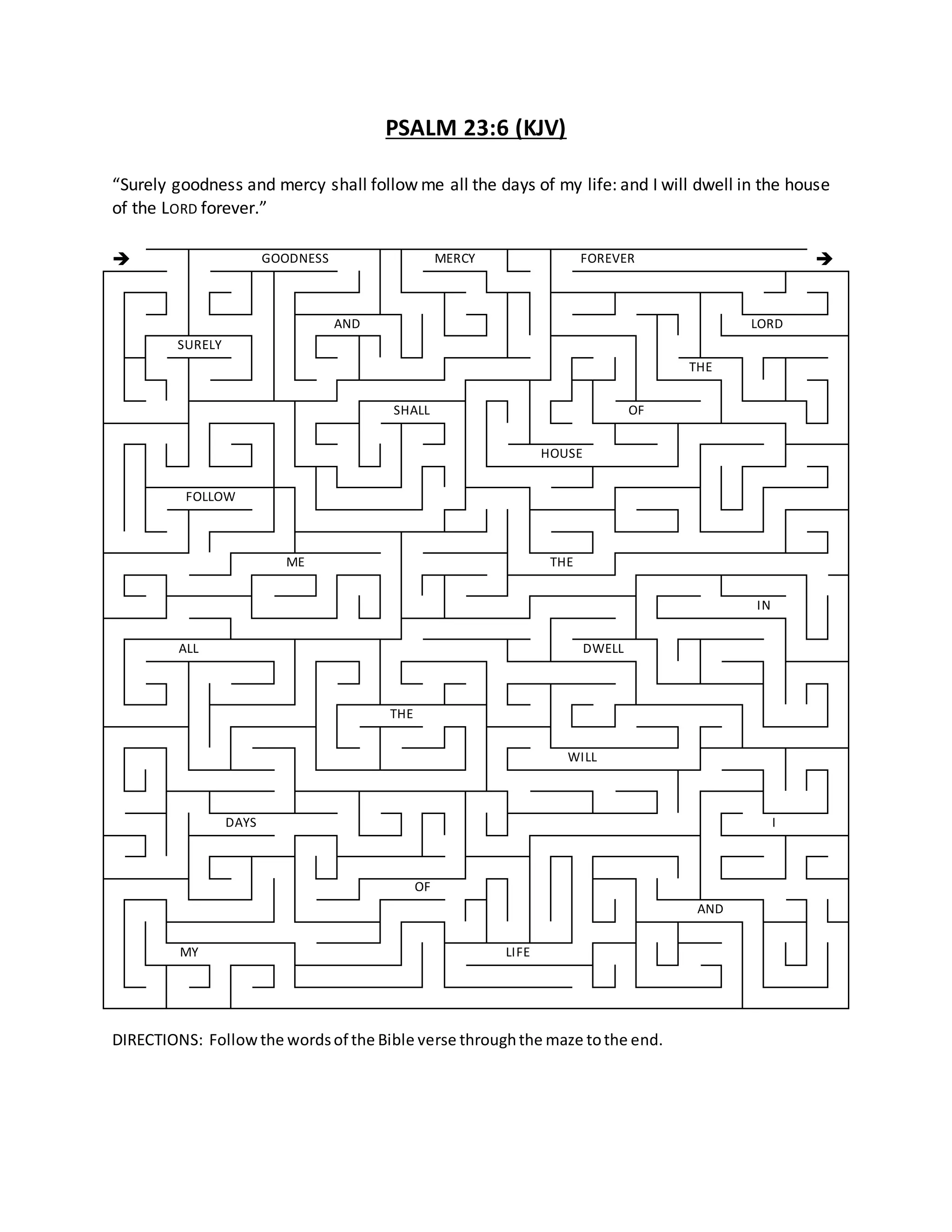 PSALM 23-6 MAZE | DOCX | Christianity | Religion & Spirituality