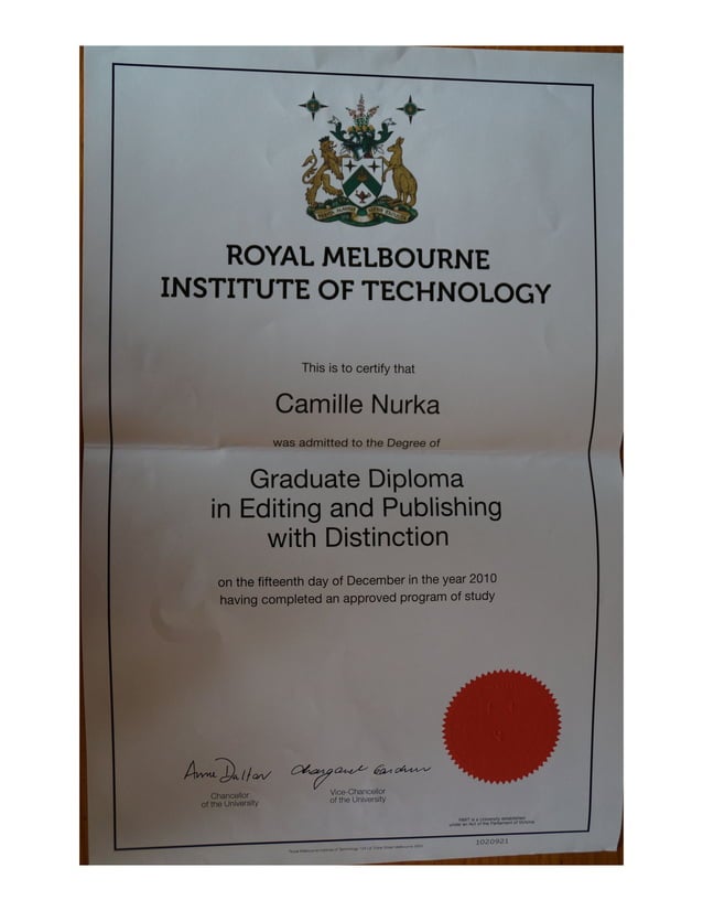 Camille Nurka RMIT Diploma | PDF