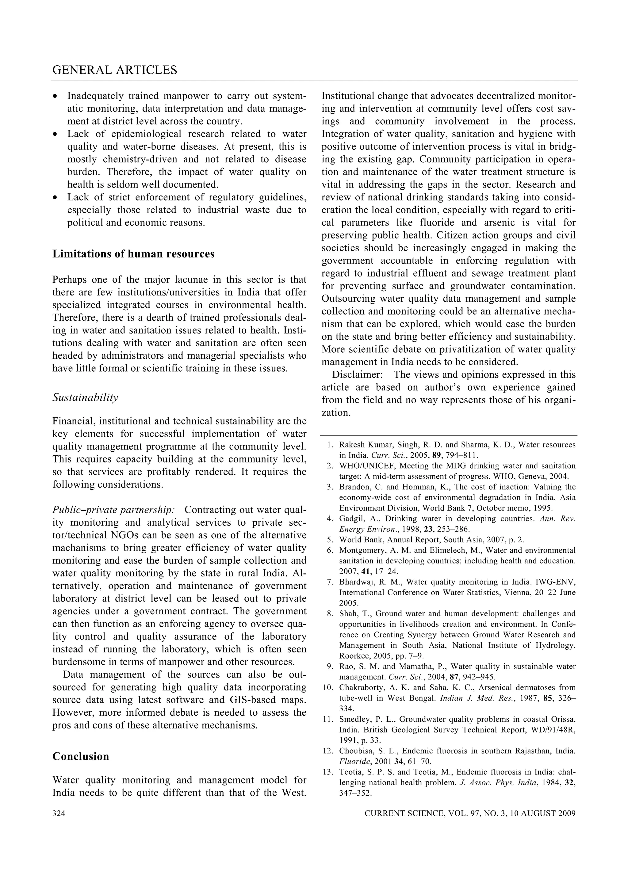 Challenges of sustainable water quality | PDF