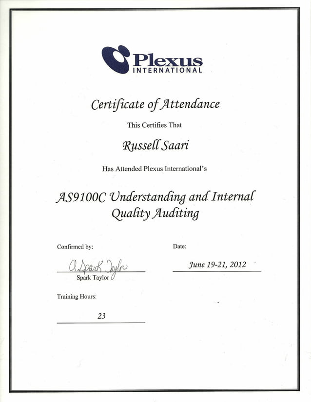 AS9100C Certificate | PDF