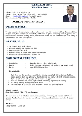 room attendant | DOCX