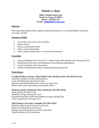 Melanie Resume | PDF | Healthcare Industry | Industries