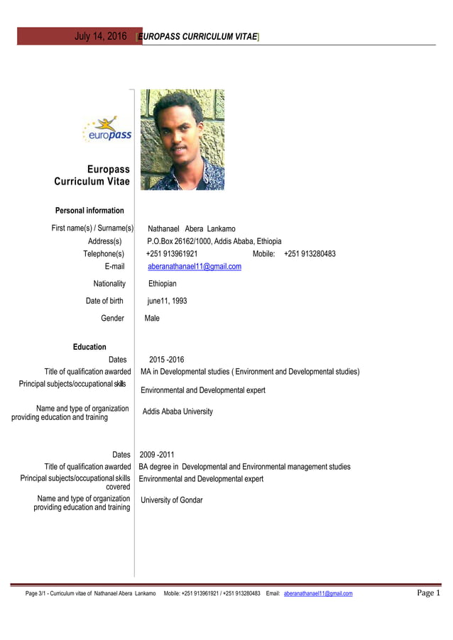 Updated Nathanael's CV | PDF | Agriculture | Industries