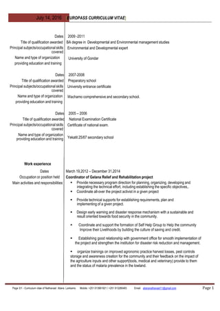 Updated Nathanael's CV | PDF | Agriculture | Industries