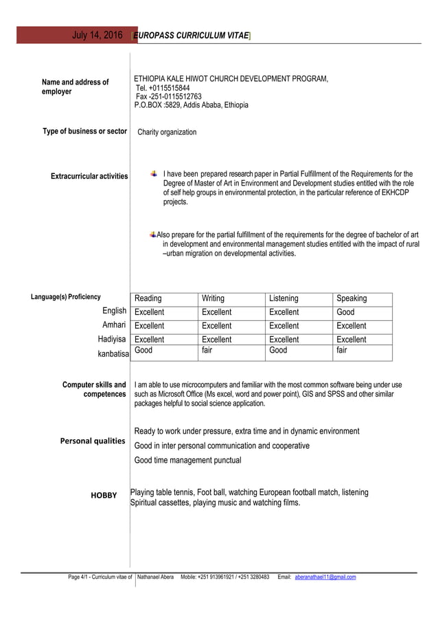 Updated Nathanael's CV | PDF | Agriculture | Industries