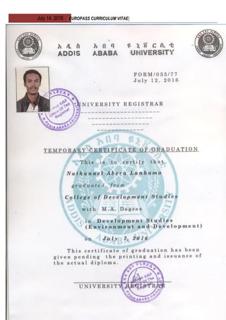 Updated Nathanael's CV | PDF | Agriculture | Industries