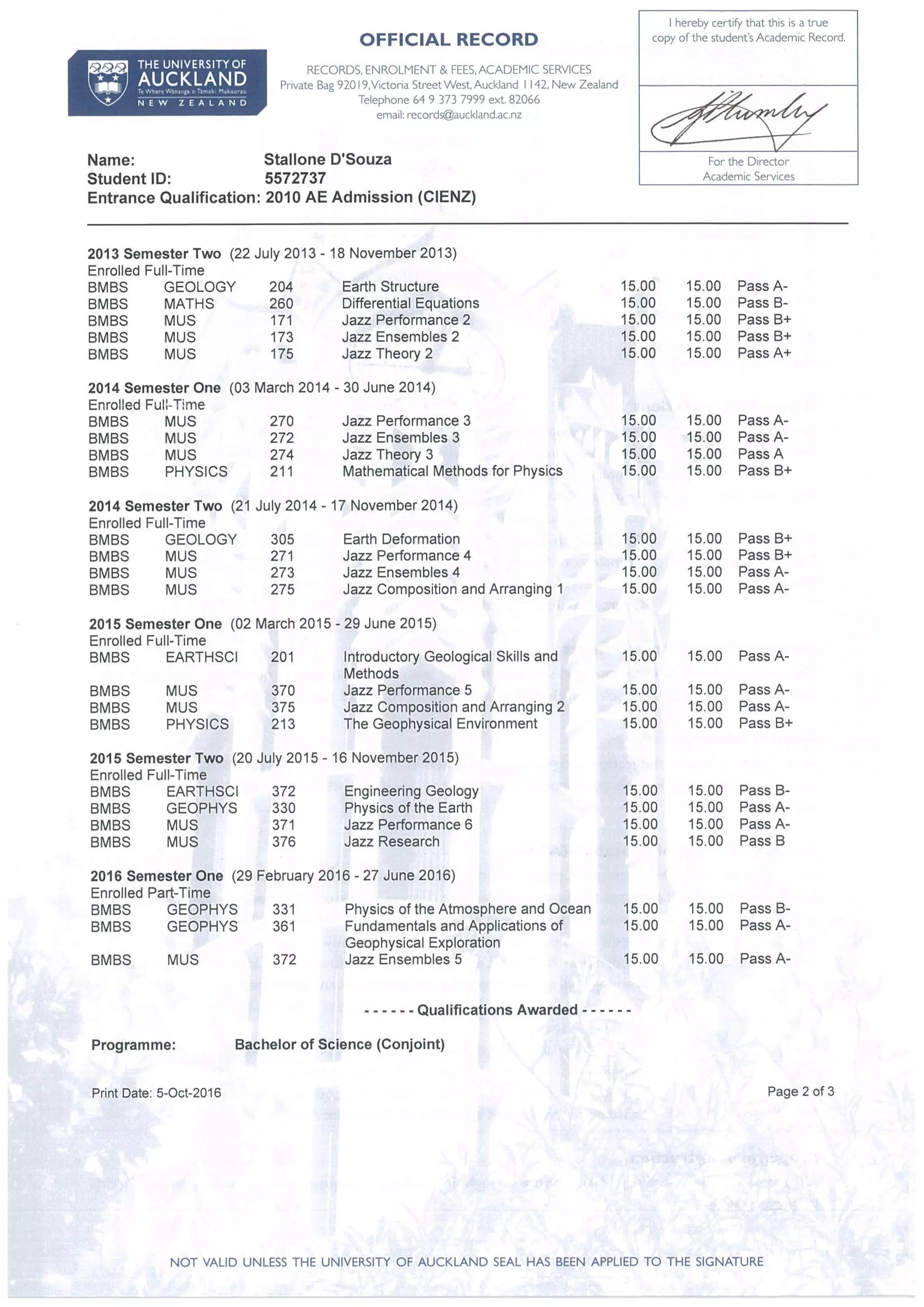 Official Academic transcript | PDF