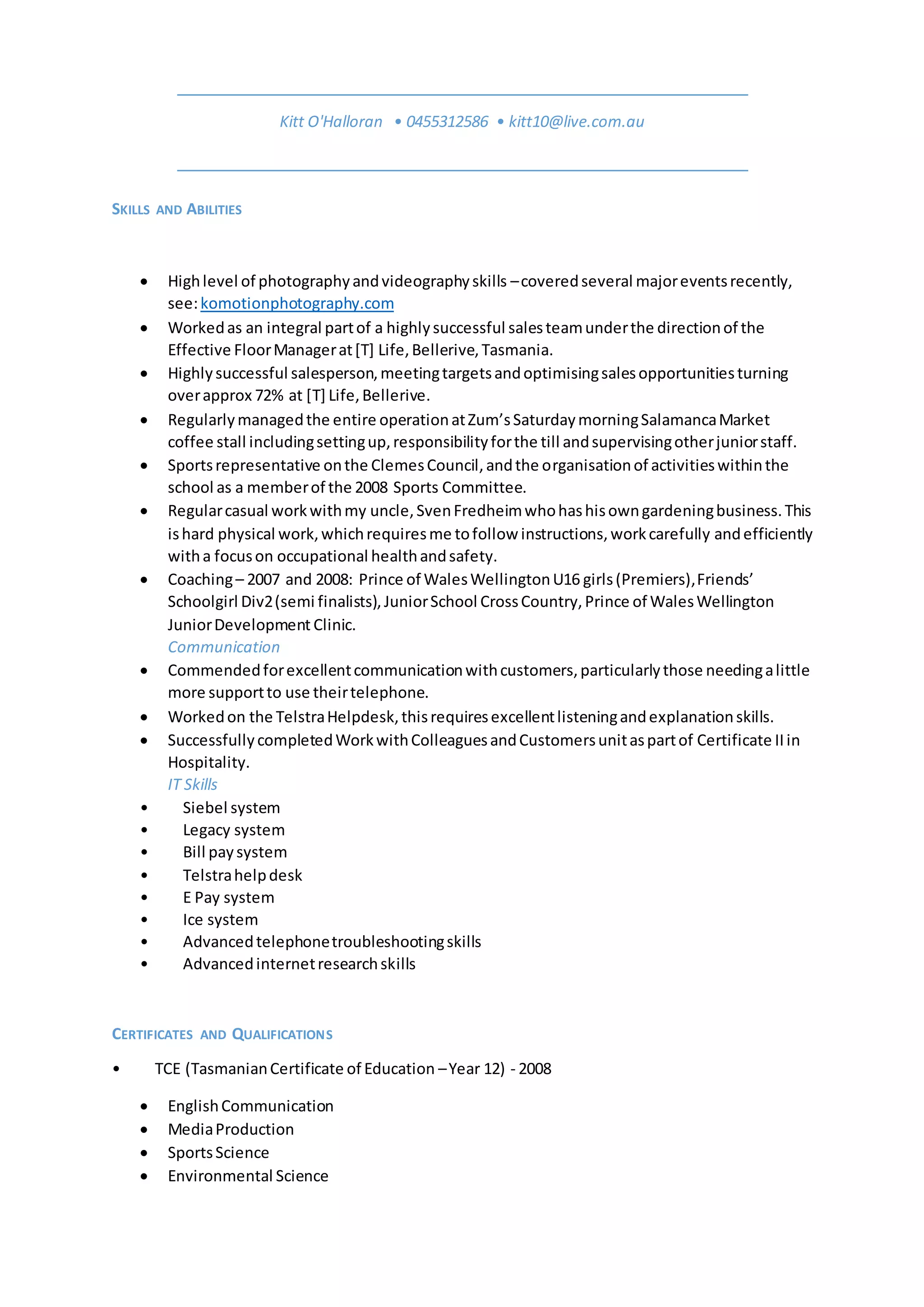 Kitt O'Halloran resume 2015 | DOCX