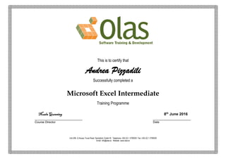 AP Excel Intermediate 8th June 2016 | PDF