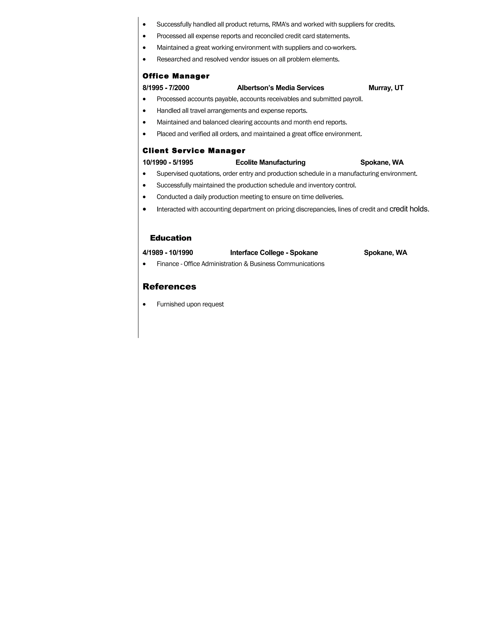 Connie Resume_2016 | DOC | Credit Cards | Personal Debt