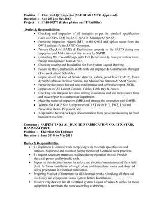 Electrical QA QC Engineer | DOC