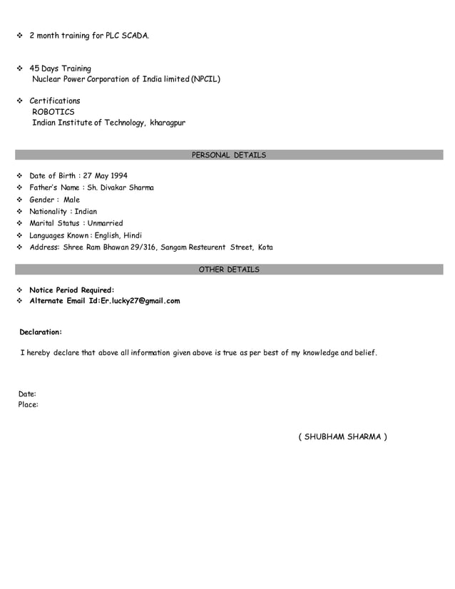 Shubham CV | PDF