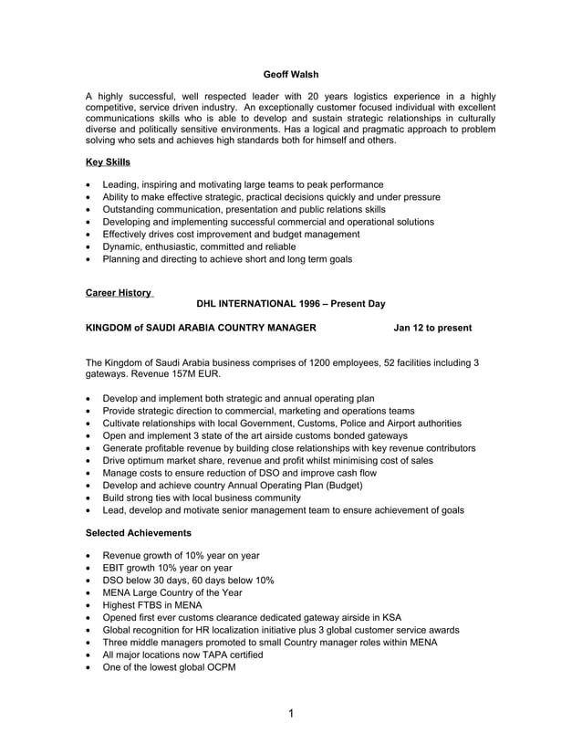 Geoff Walsh CV 2016 | PDF | Free Download