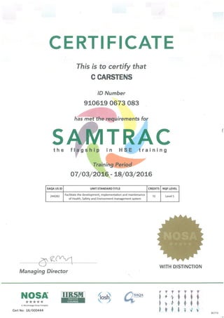 SAMTRAC Certificate | PDF
