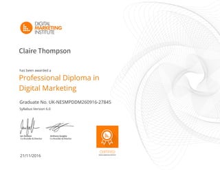 DMI Certificate 10418749 | PDF