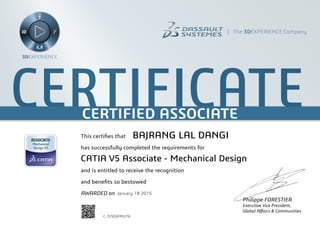 CATIA V5 Certificate C-3Y5DJAMUT6 | PDF