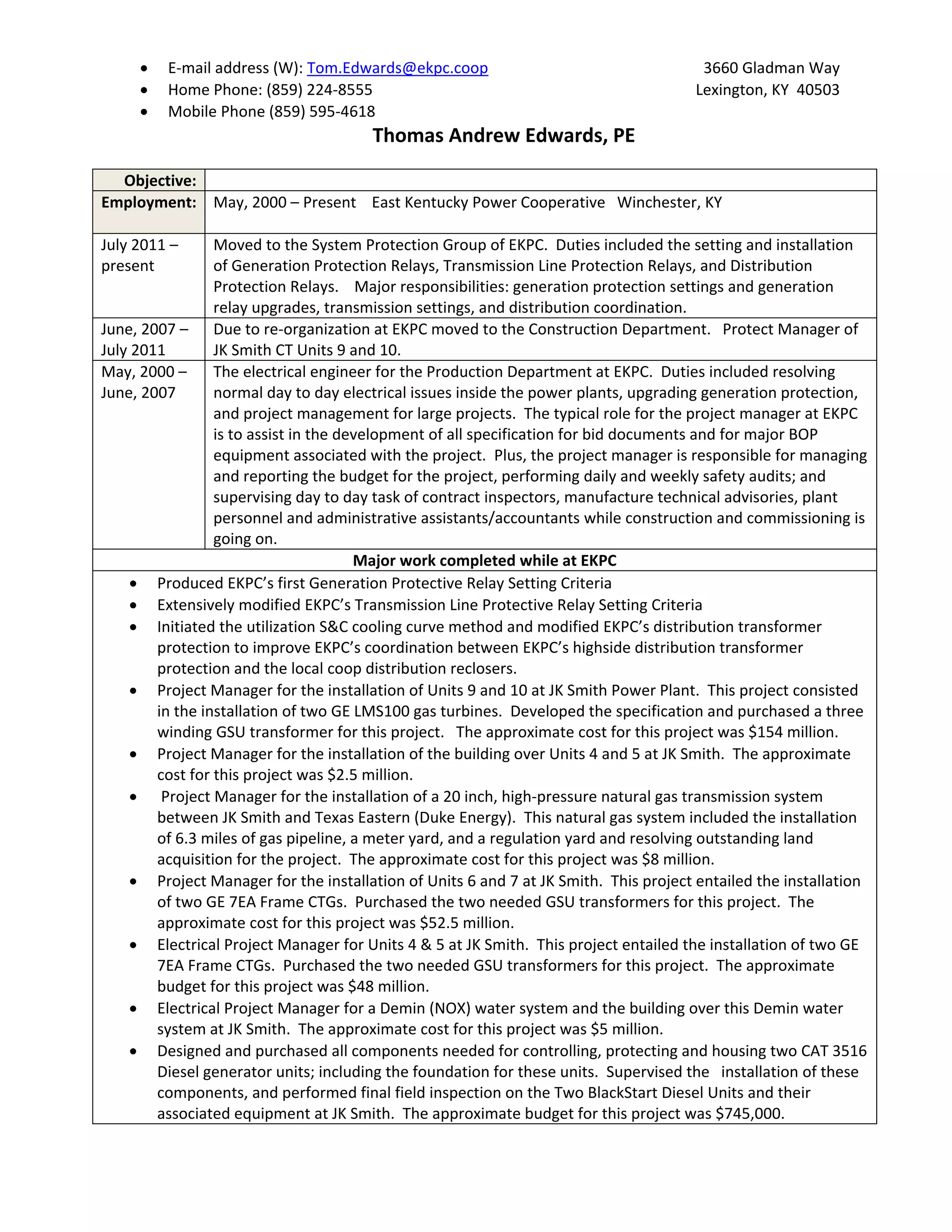 Resume of Tom Edwards PE | PDF