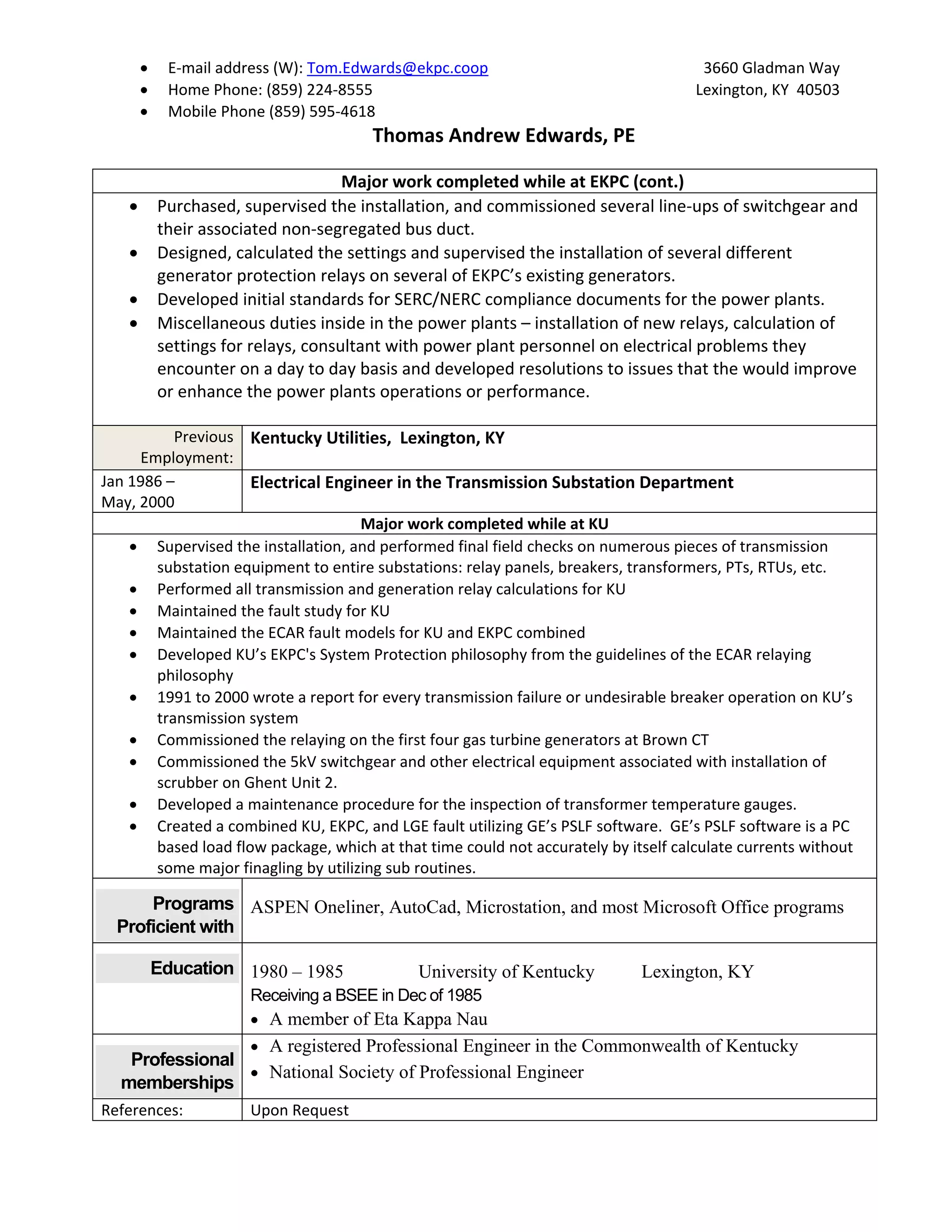 Resume of Tom Edwards PE | PDF