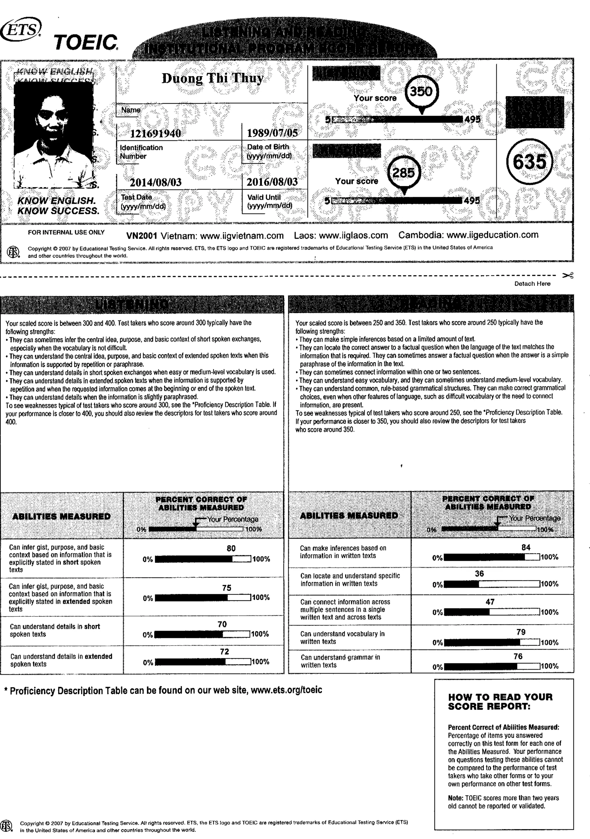 Toeic Certificate | PDF